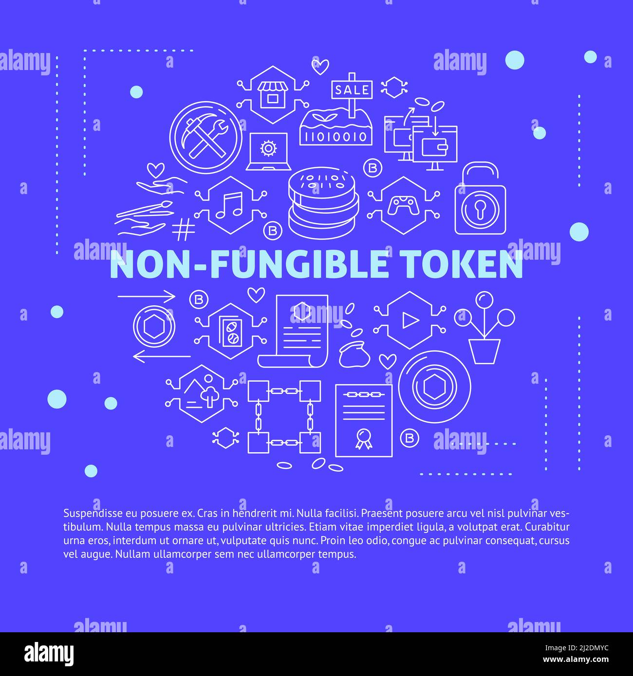 NFT and digital money banner template with place for text. Virtual ...