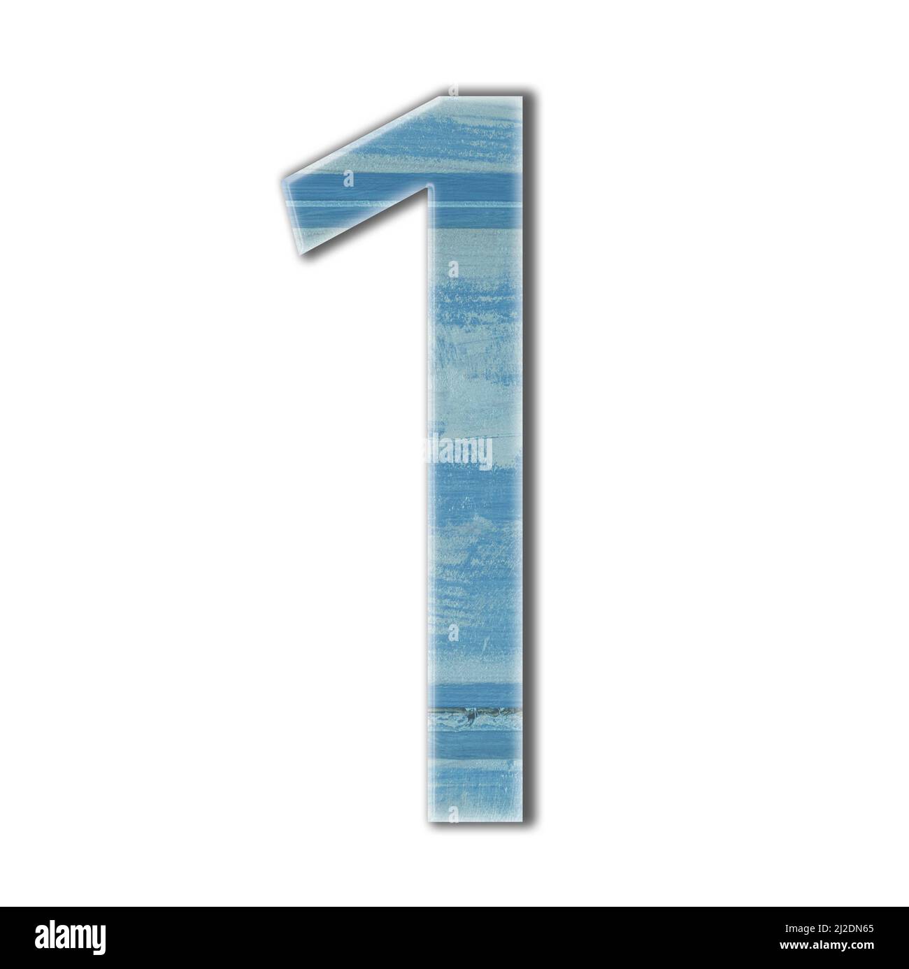 wooden number one isolate blue color textured Stock Photo - Alamy