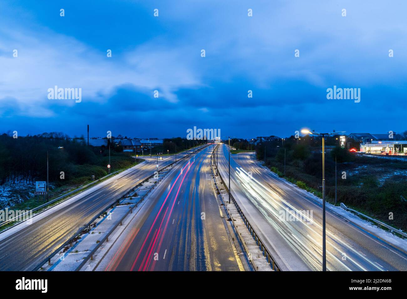 The A299, Thanet Way, duel carriageway after a light fall of snow in ...