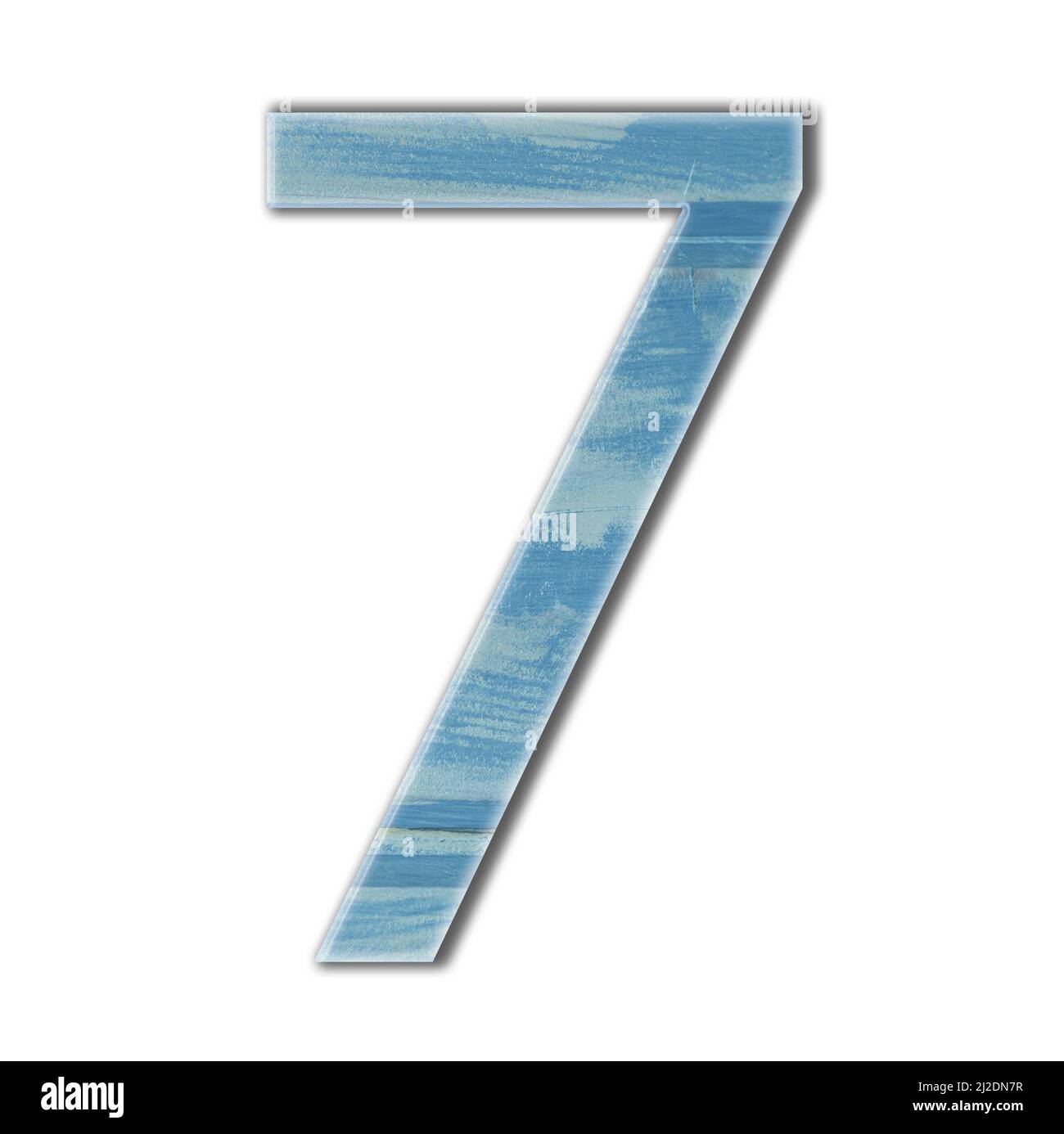 wooden number seven isolate blue color textured Stock Photo - Alamy