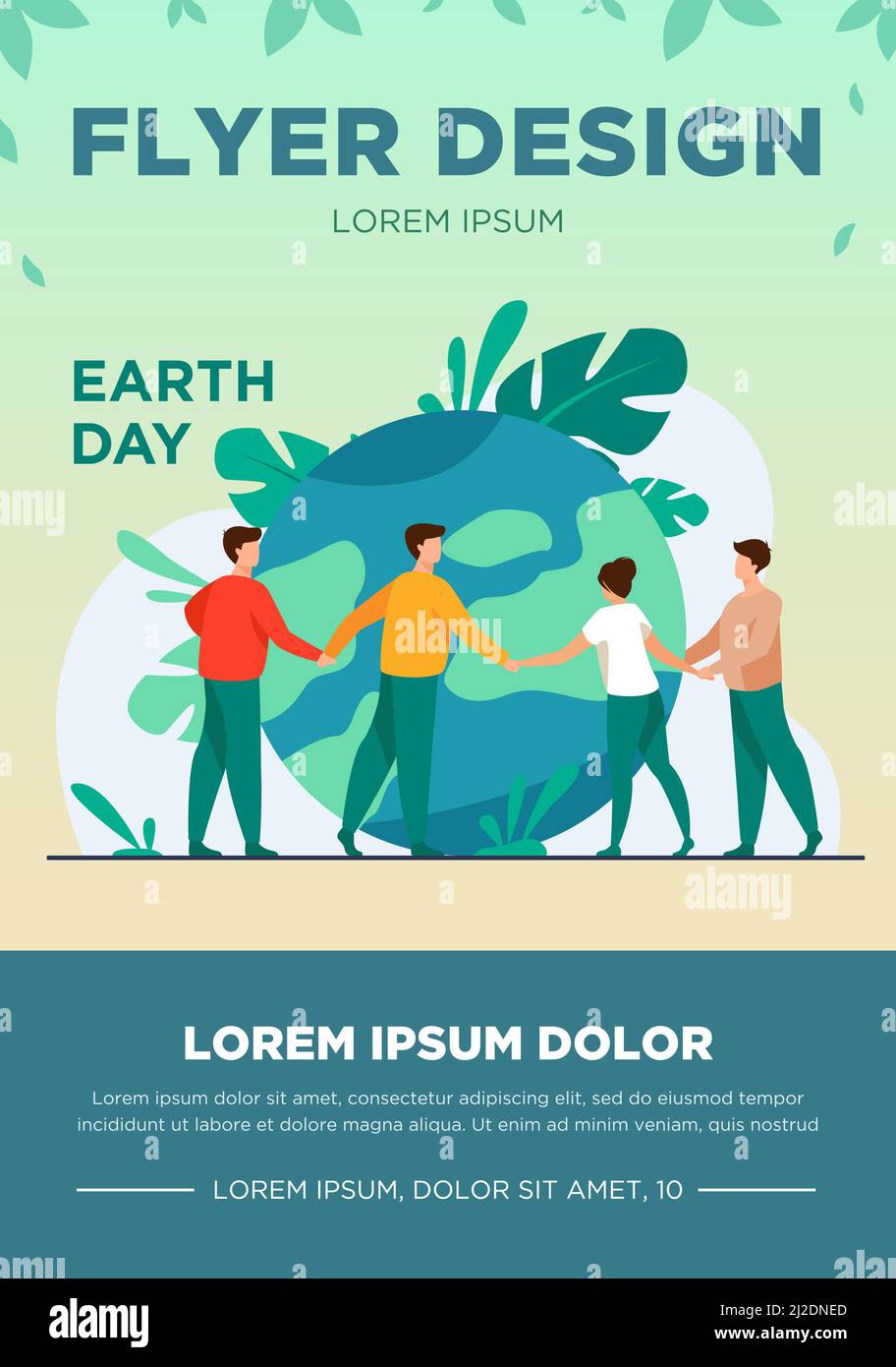 People walking around globe and holding each other by hands flat vector ...