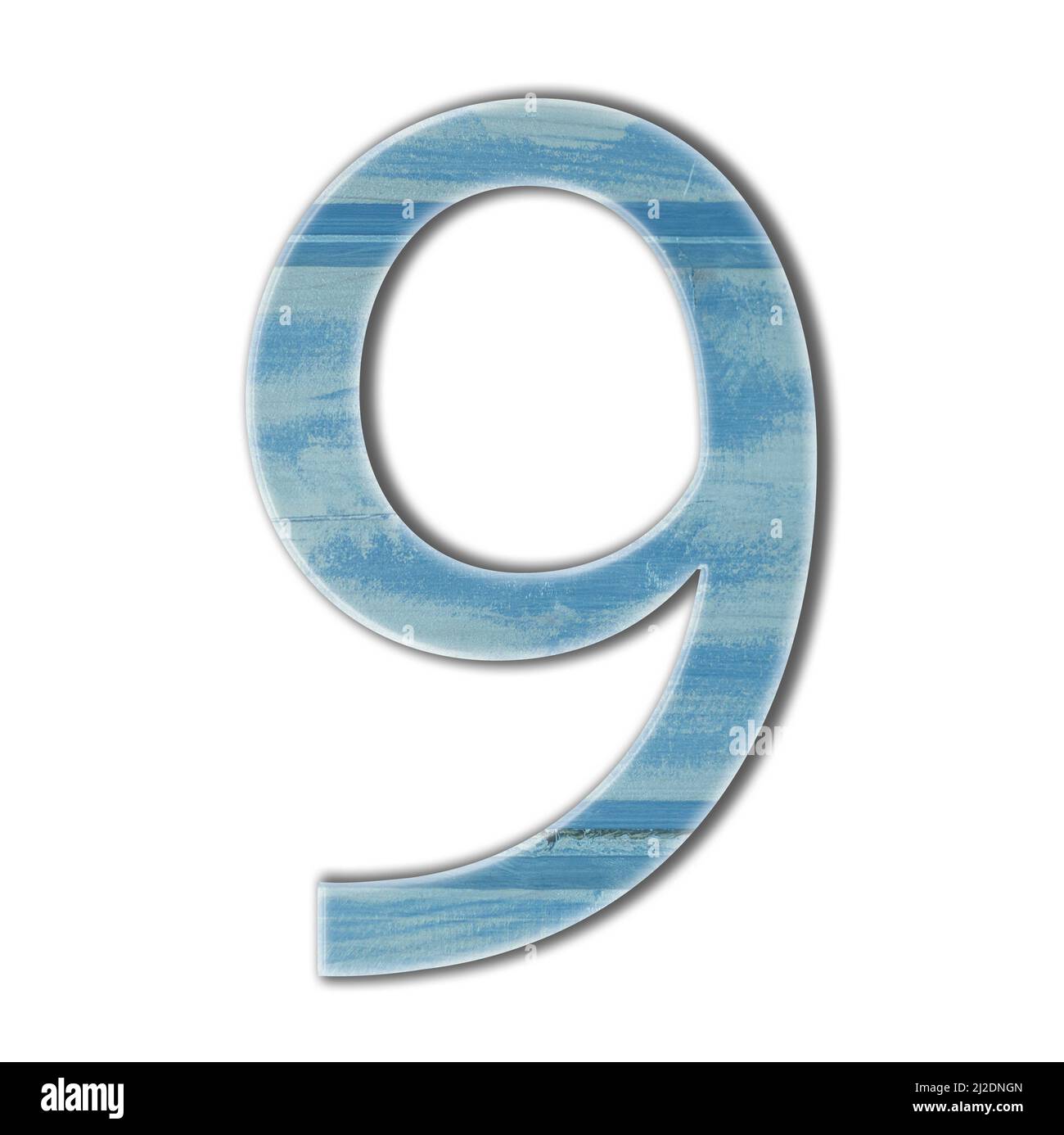 wooden number nine isolate blue color textured Stock Photo - Alamy