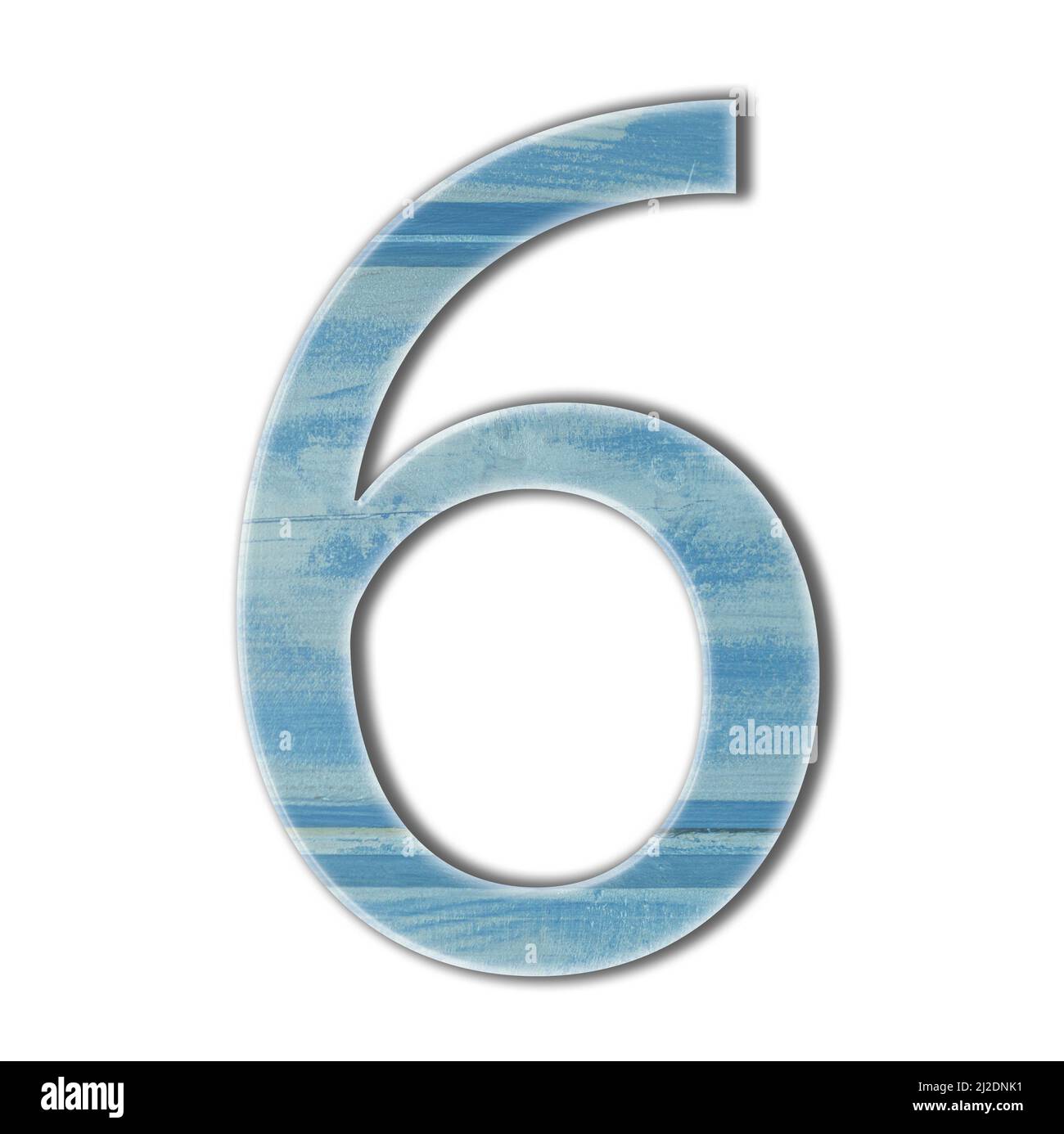 wooden number six isolate blue color textured Stock Photo - Alamy