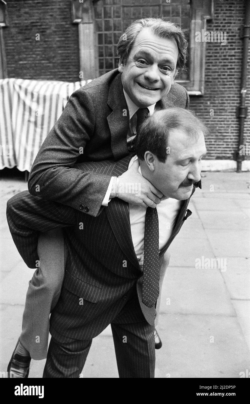 Actor David Jason (Only Fools and Horses) on the back of Gordon Kaye ...