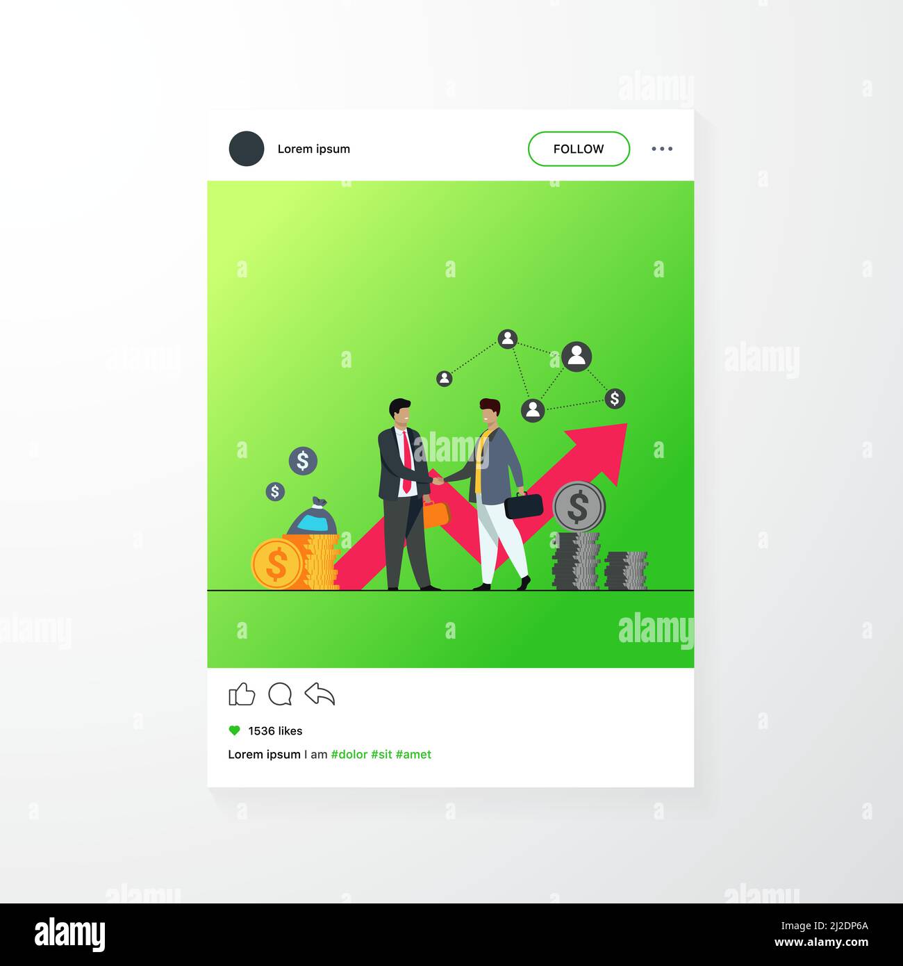 Two business partners handshaking flat vector illustration. Cartoon ...