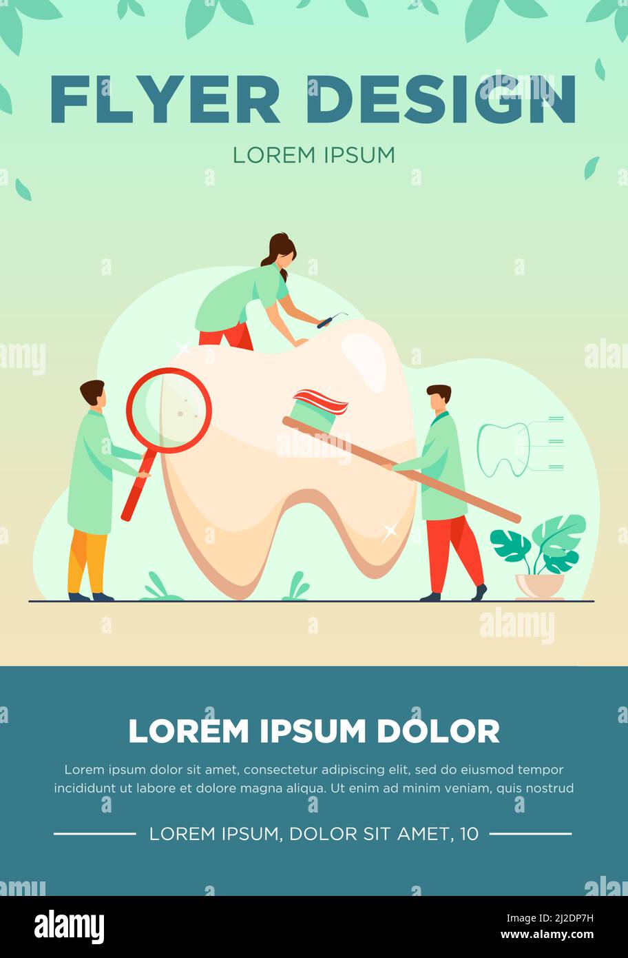 Team of dentists taking care of teeth. Small doctors examining ...