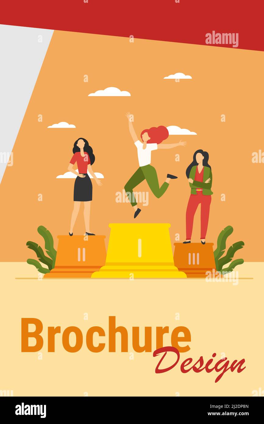 Three leaders standing on podium. Winner celebrating success, second ...