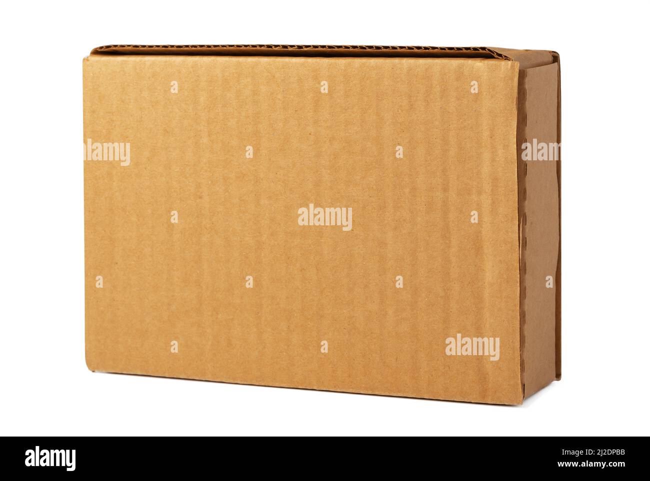 Brown cardboard box isolated on white background Stock Photo - Alamy