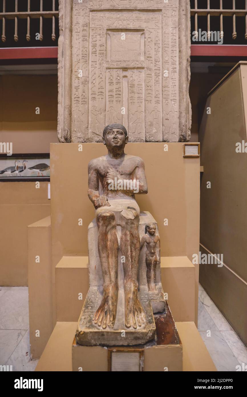 Big Stone Ancient Egyptian statues in the Cairo Egyptian Museum, the ...
