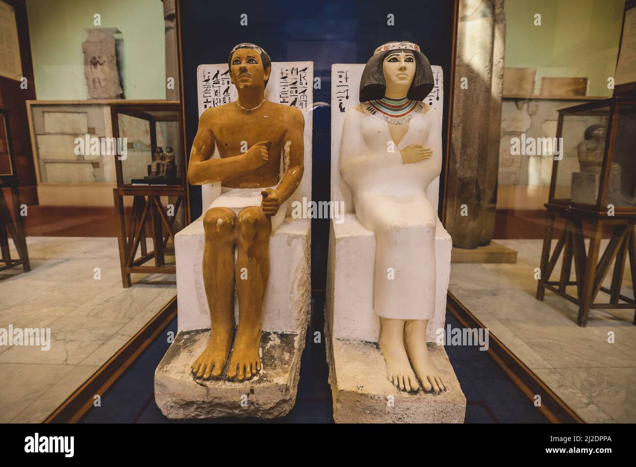 Big Stone Ancient Egyptian statues in the Cairo Egyptian Museum, the ...