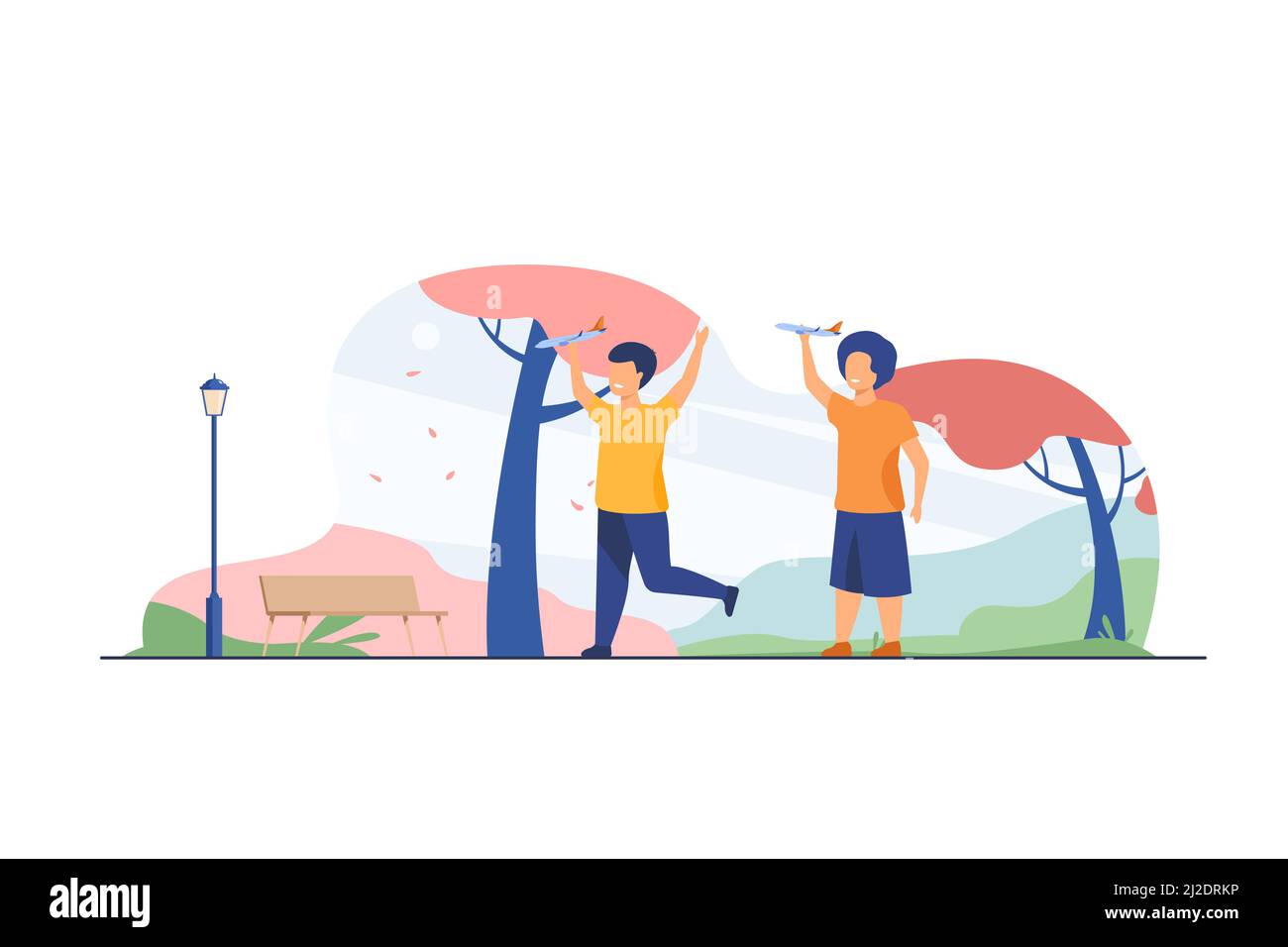 Kid playing toy plane Stock Vector Images - Alamy