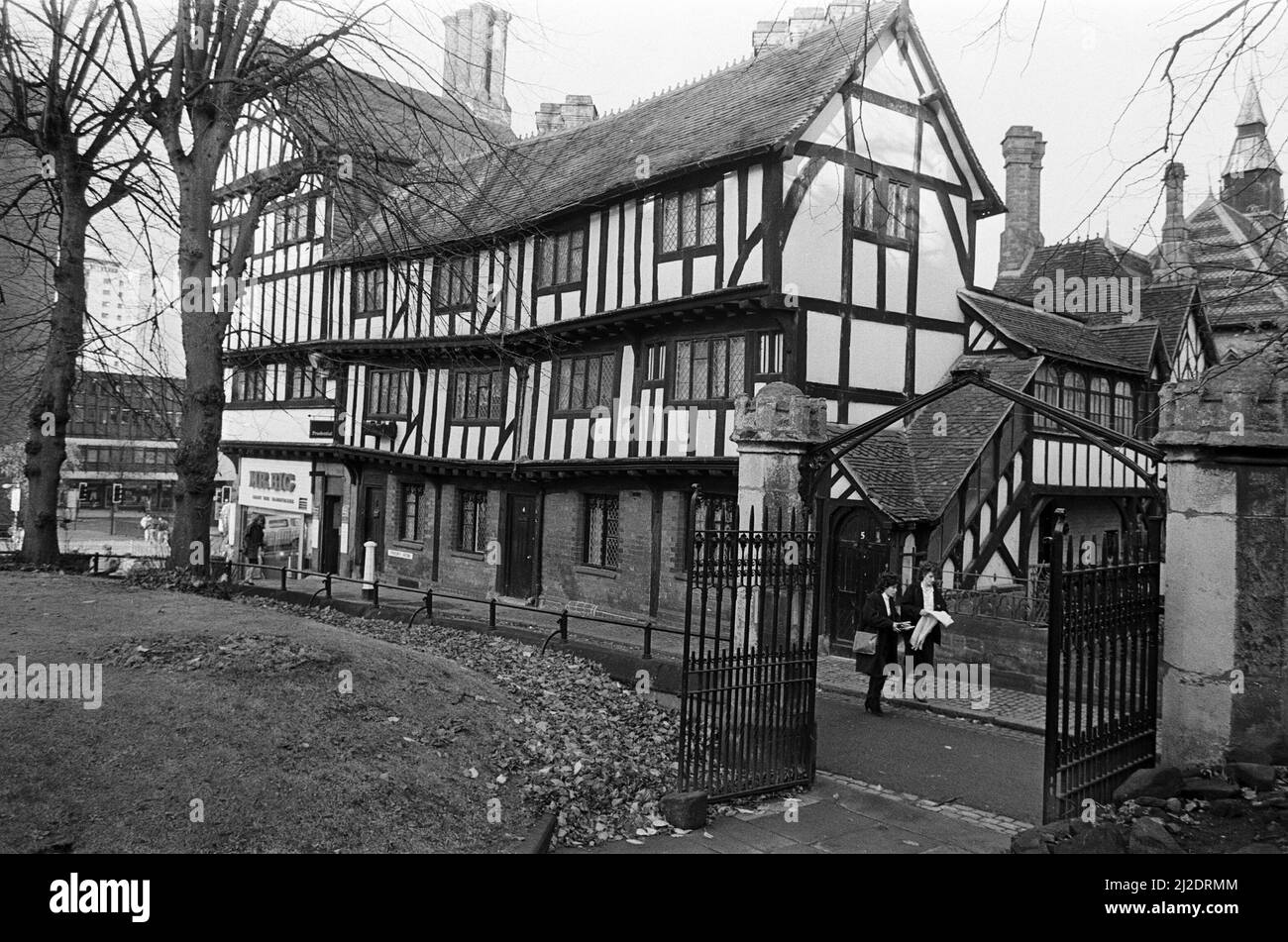 Old timber buildings in Coventry, West Midlands. 25th November 1985 ...