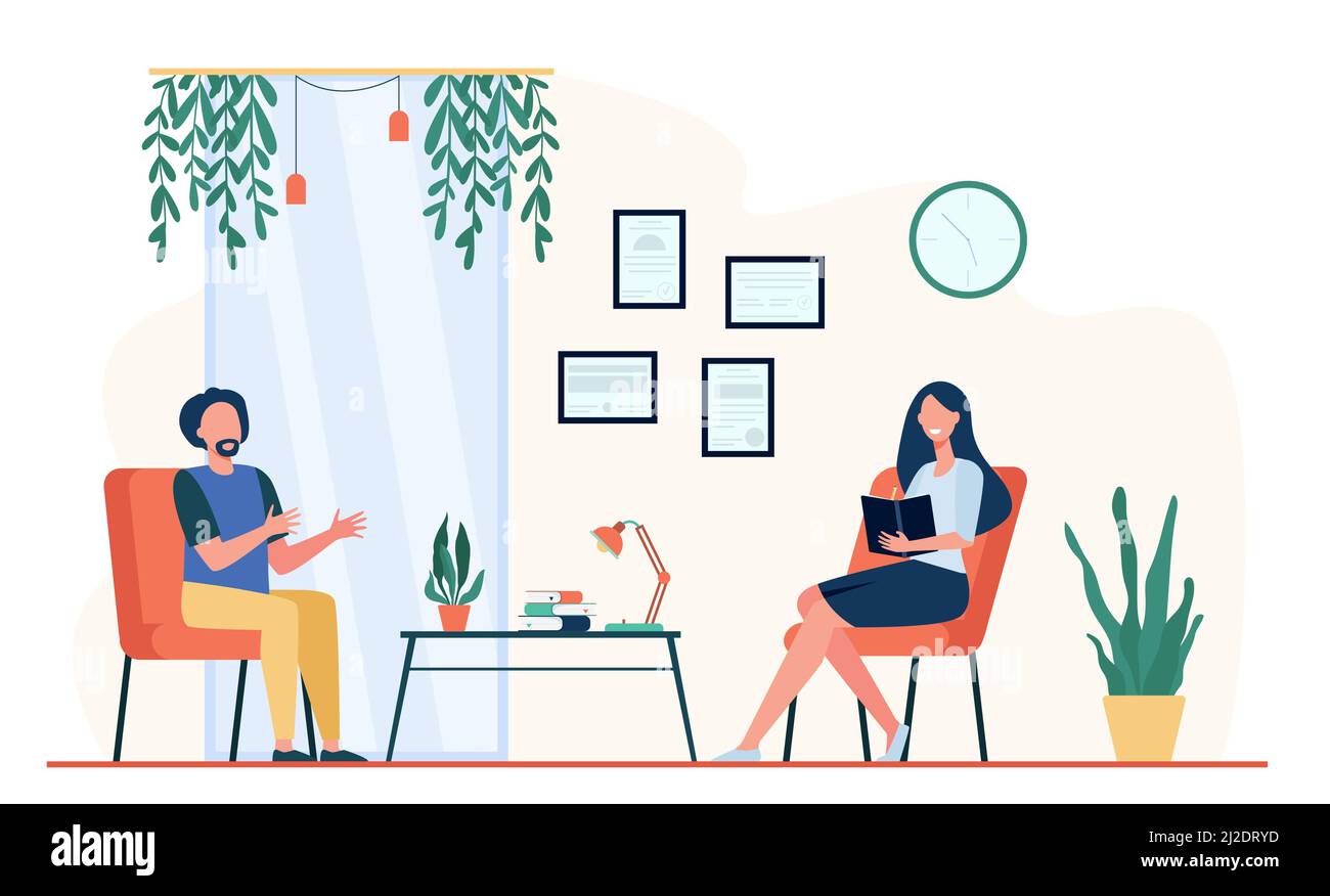 Man sitting therapist taking notes Stock Vector Images - Alamy