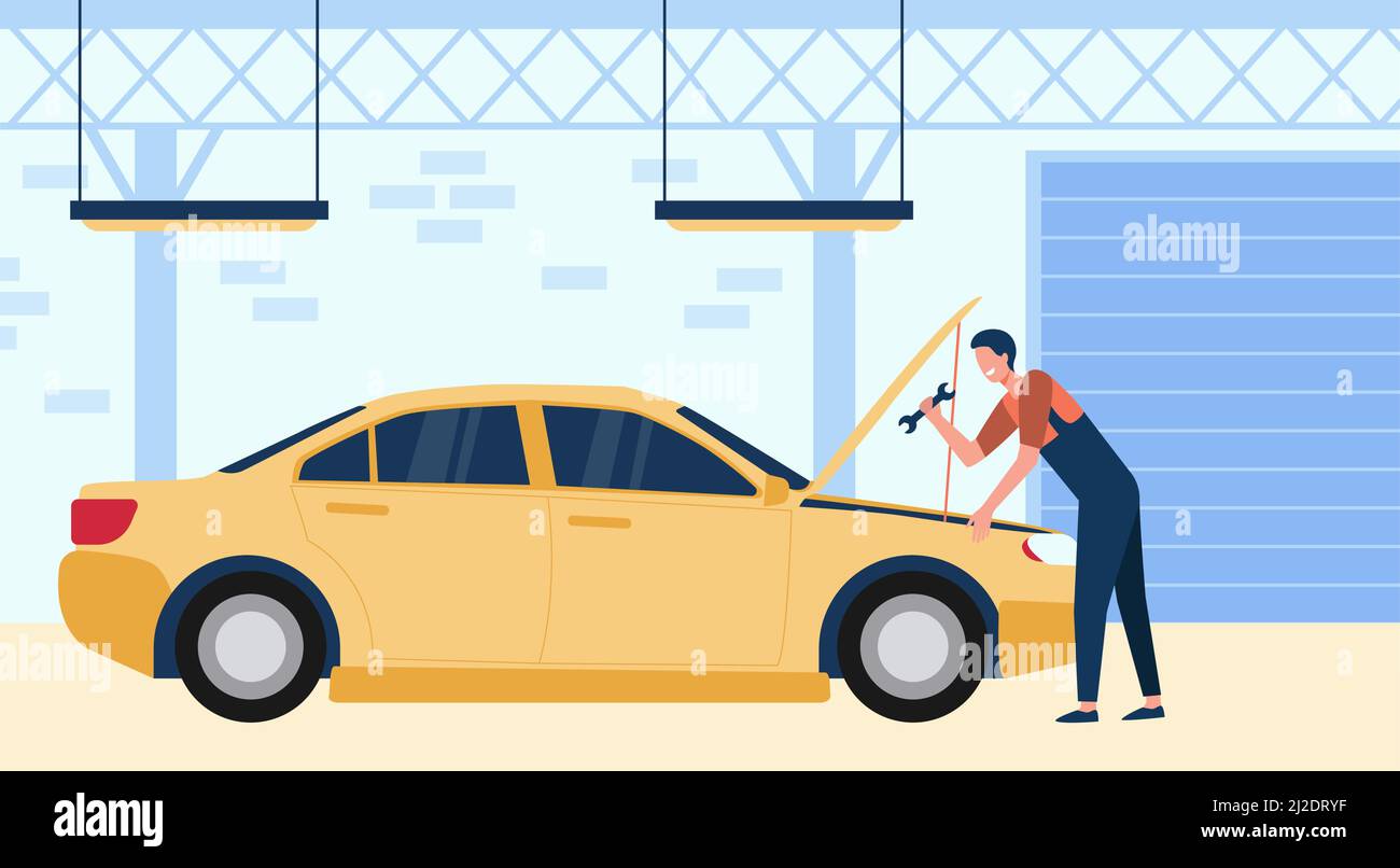 Technician checking engine Stock Vector Images - Alamy