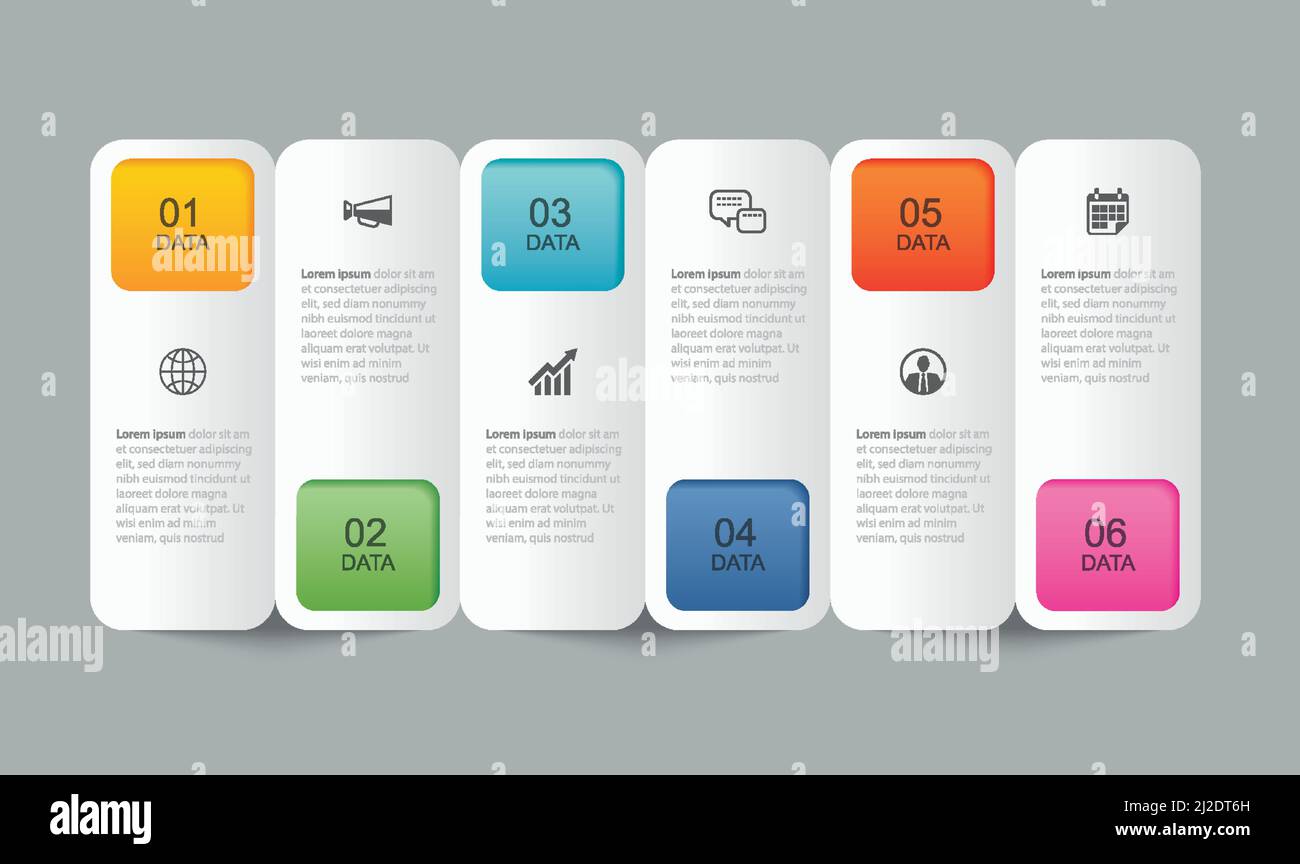 6 data infographics tab paper index template. Vector illustration ...