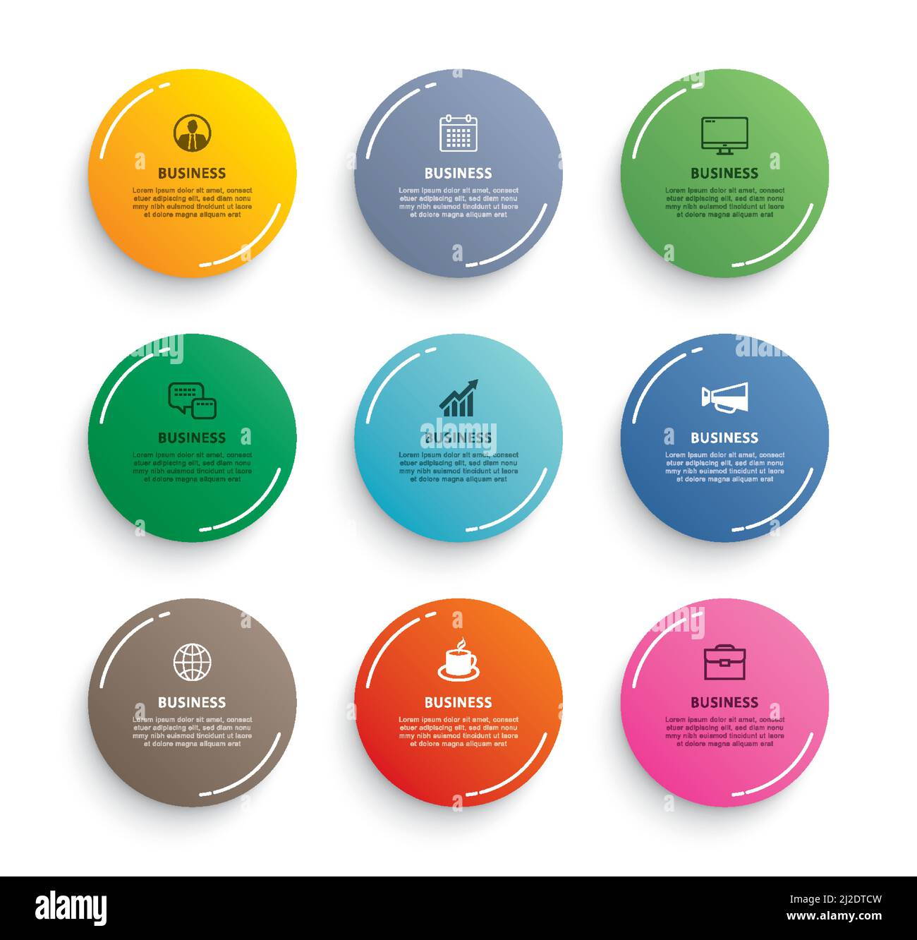 Infographics circle with 9 data template. Vector illustration abstract ...