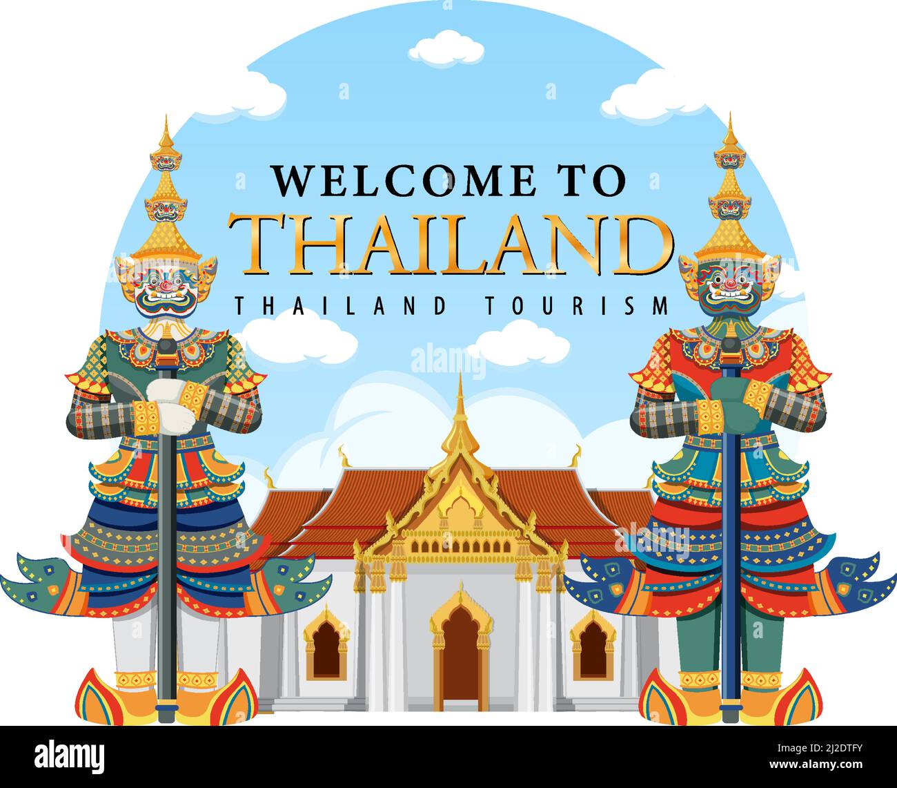 Giant demons Thailand attraction and landscape icon in circle template ...