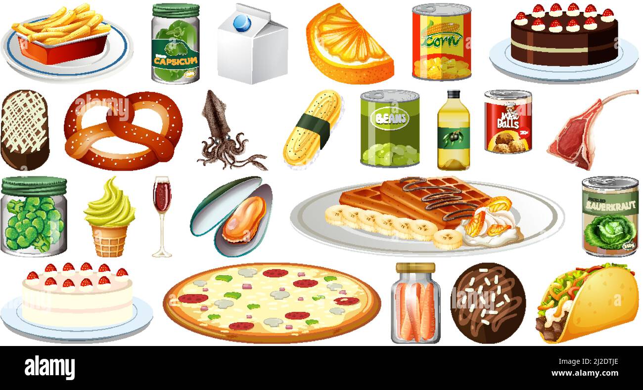 Set of different foods illustration Stock Vector Image & Art - Alamy