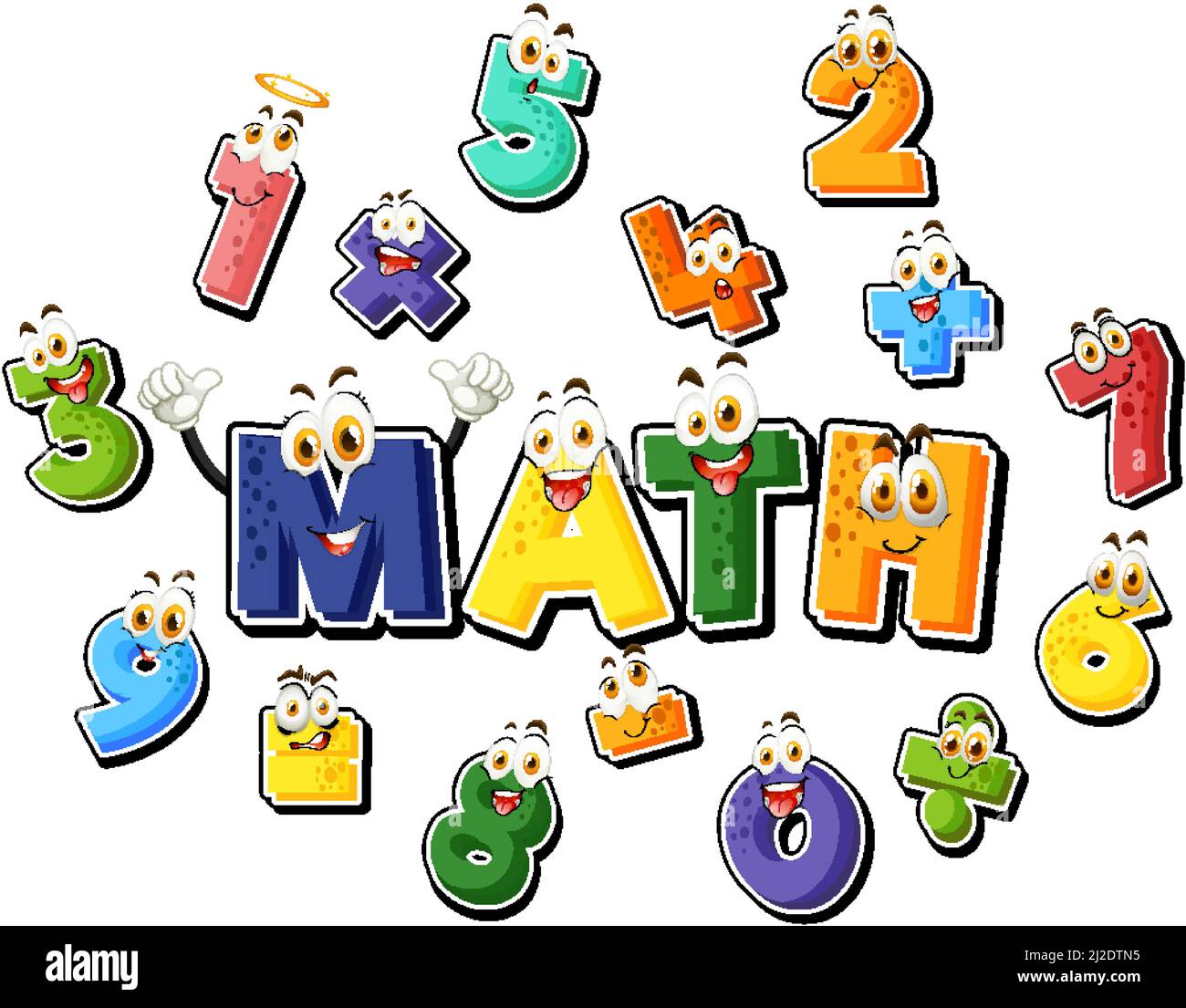 Counting number 0 to 9 and math symbols illustration Stock Vector Image ...