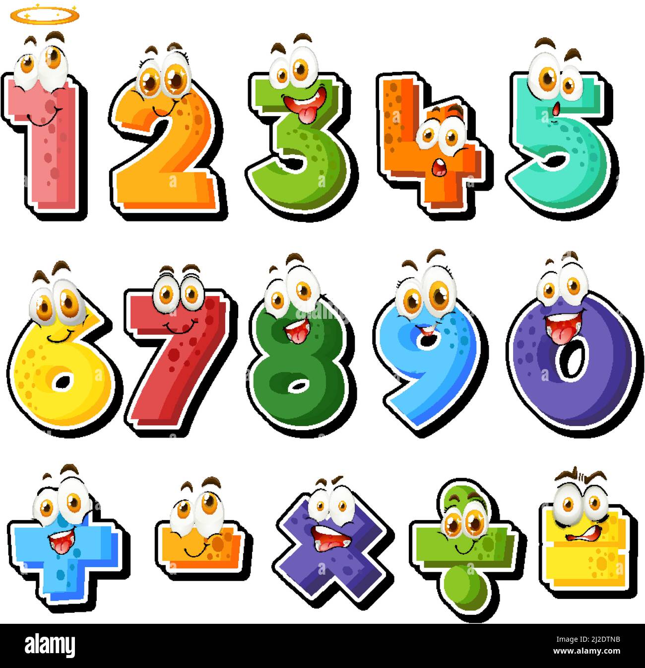 Counting number 0 to 9 and math symbols illustration Stock Vector Image ...