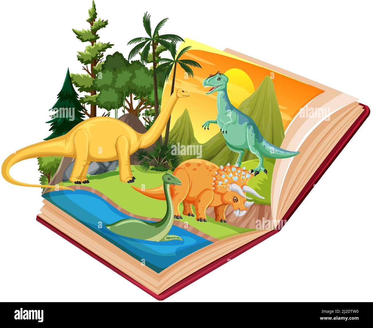Scene with dinosaurs in forest illustration Stock Vector Image & Art ...