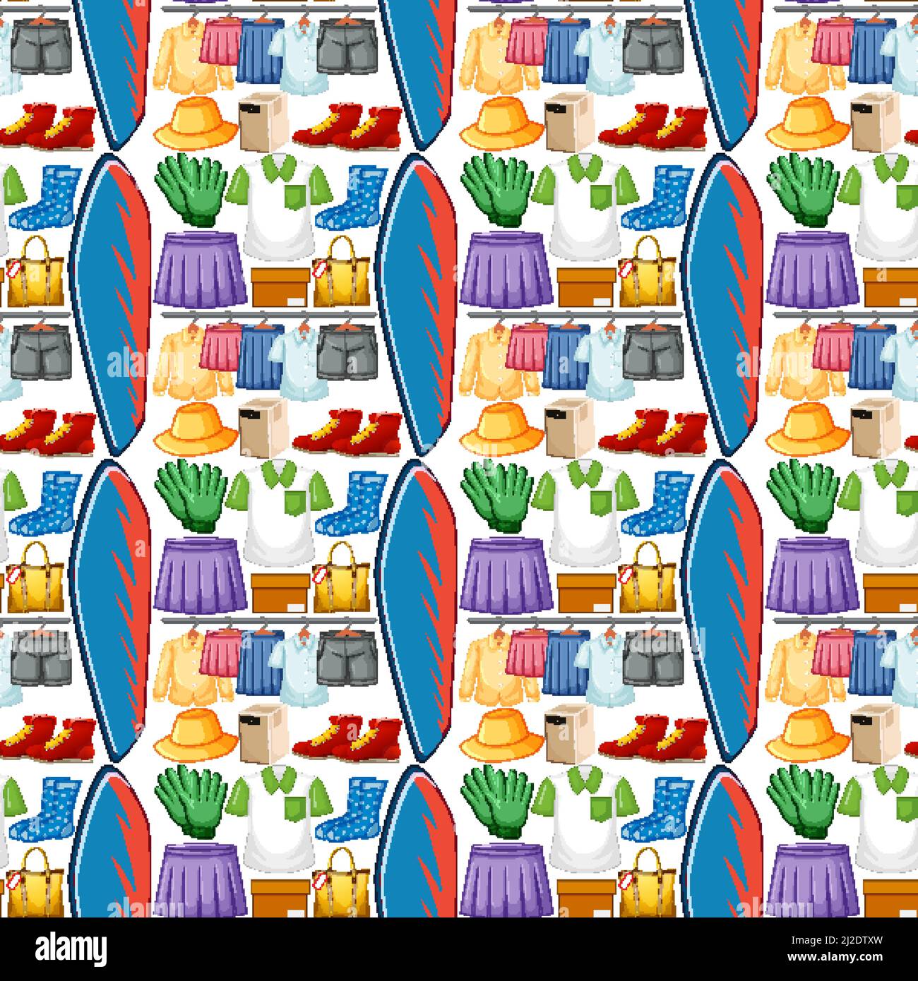 Seamless background design with cloth theme on white background ...