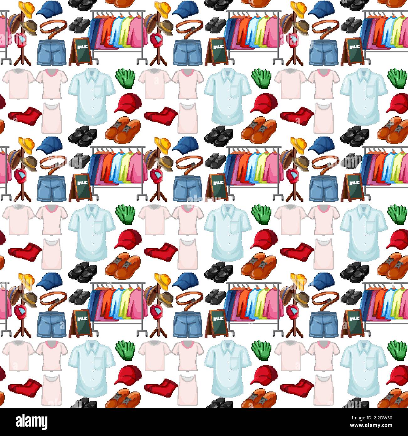 Seamless background design with cloth theme on white background ...