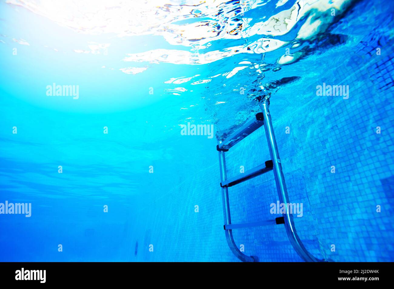 Underwater pool photo of rails and ladder stairs Stock Photo - Alamy