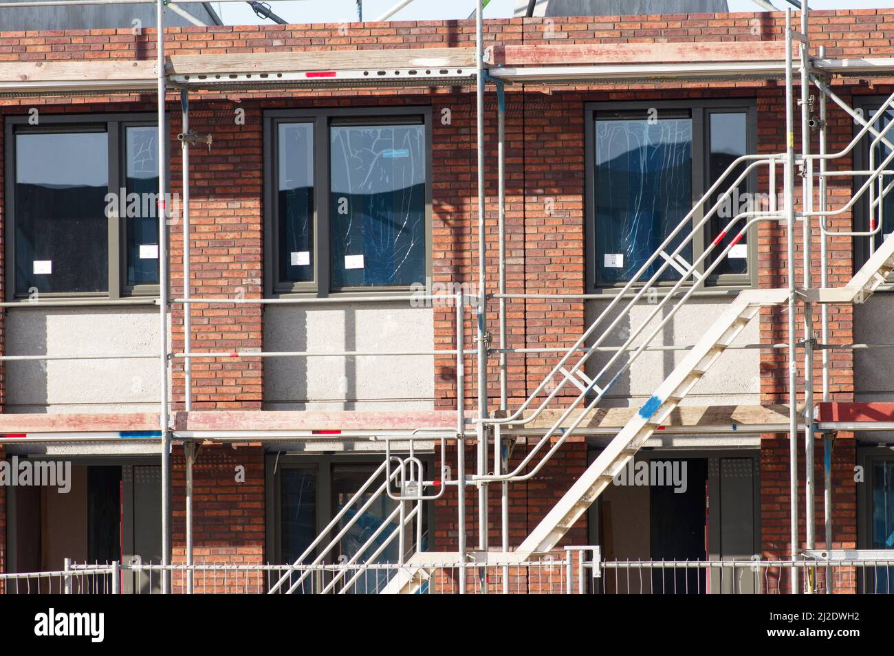 Closeup of scaffolding of a building under construction in the ...