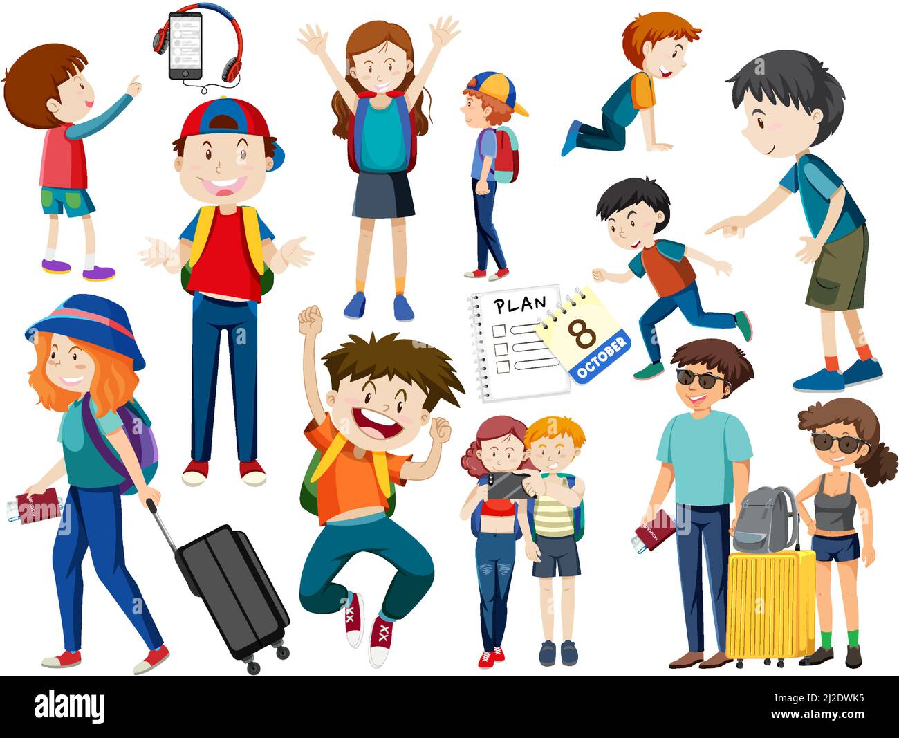 Set of people in different actions illustration Stock Vector Image ...