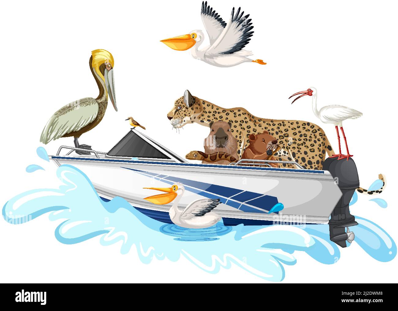 Many animals on the boat illustration Stock Vector Image & Art - Alamy
