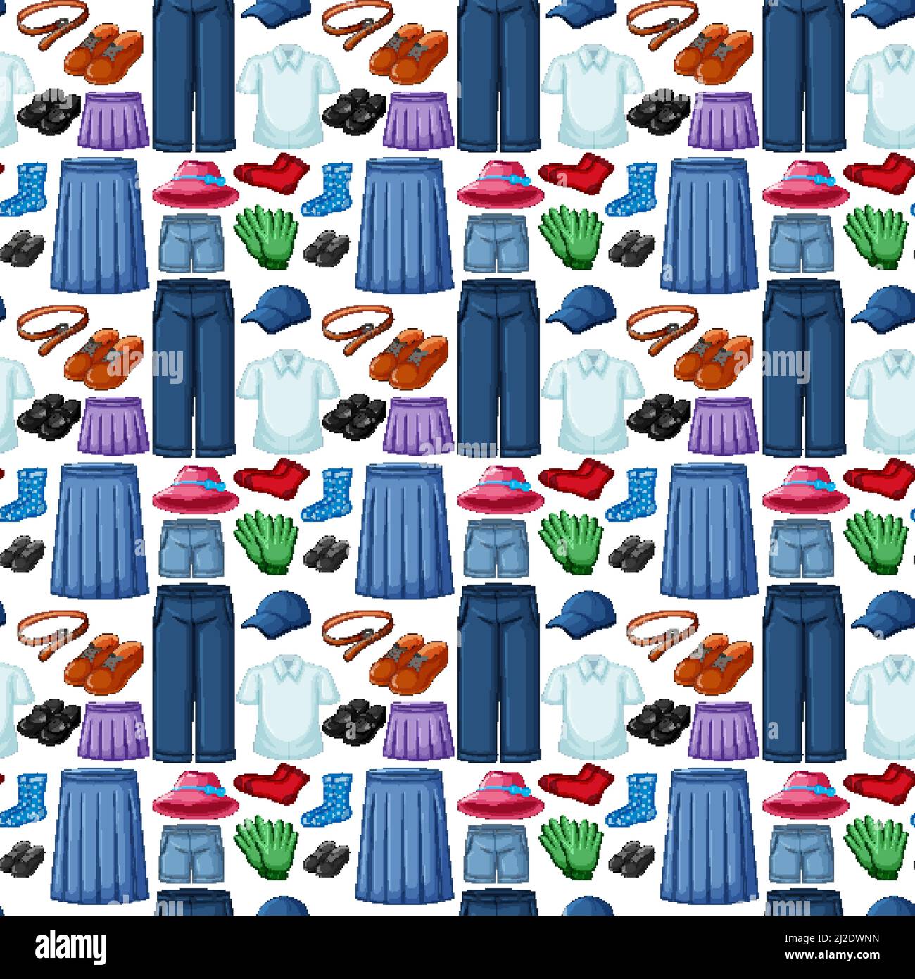 Seamless background design with cloth theme on white background ...