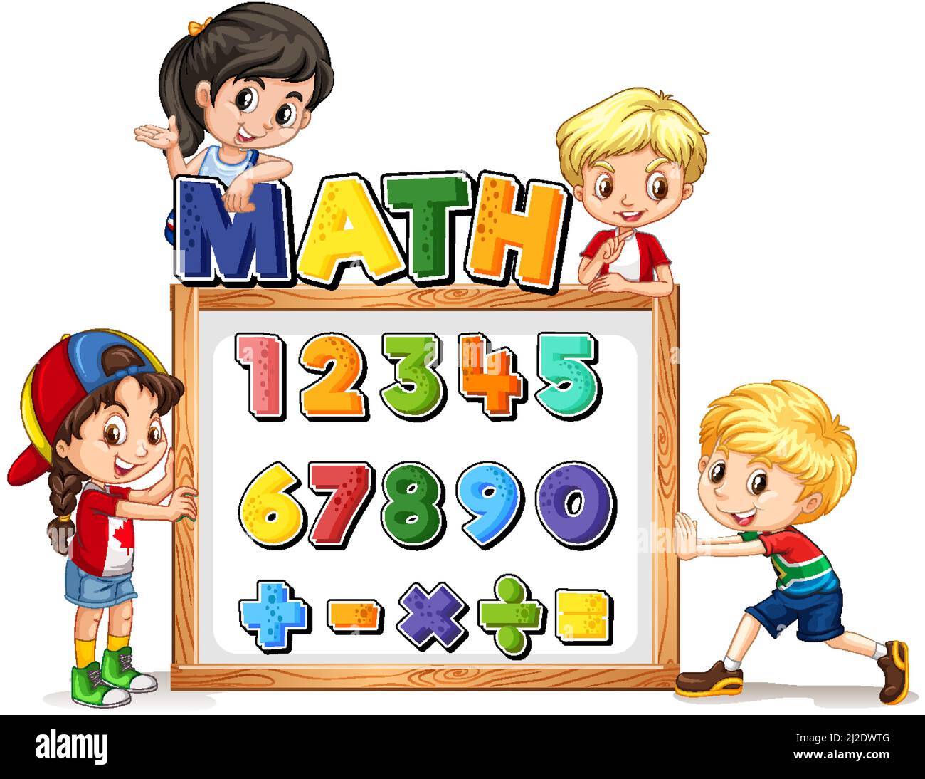 Counting number 0 to 9 and math symbols illustration Stock Vector Image ...