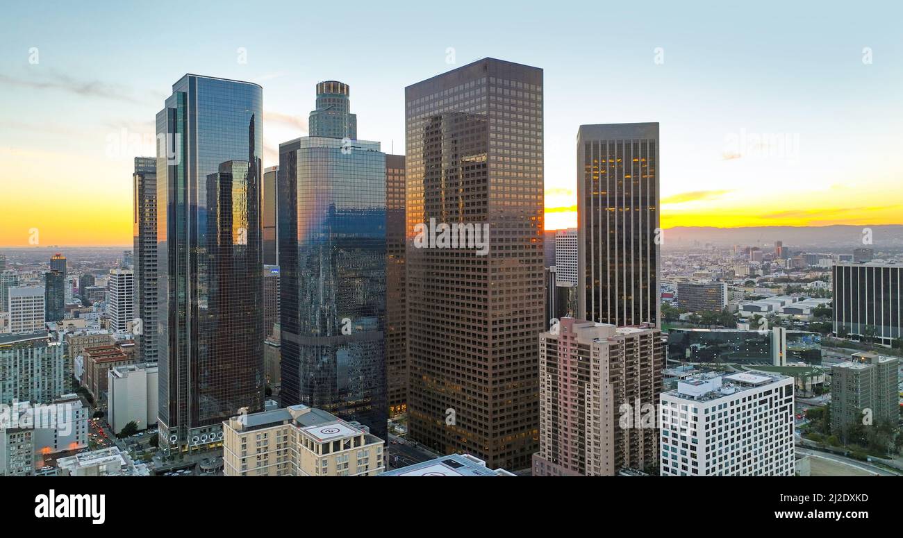Los angeles buildings. Los Angels downtown skyline, panoramic city ...