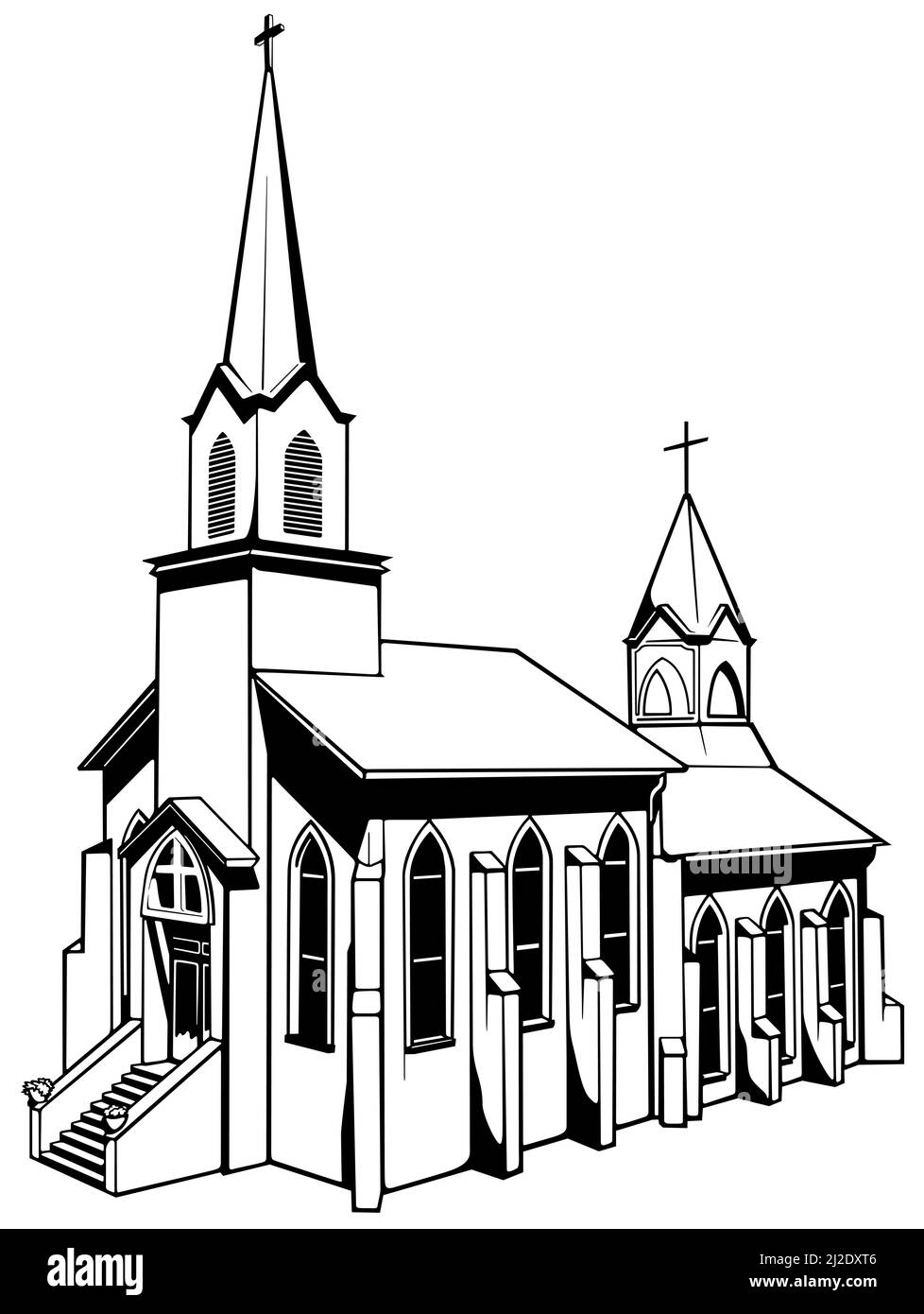 Drawing of a Christian Brick Church Stock Vector Image & Art - Alamy