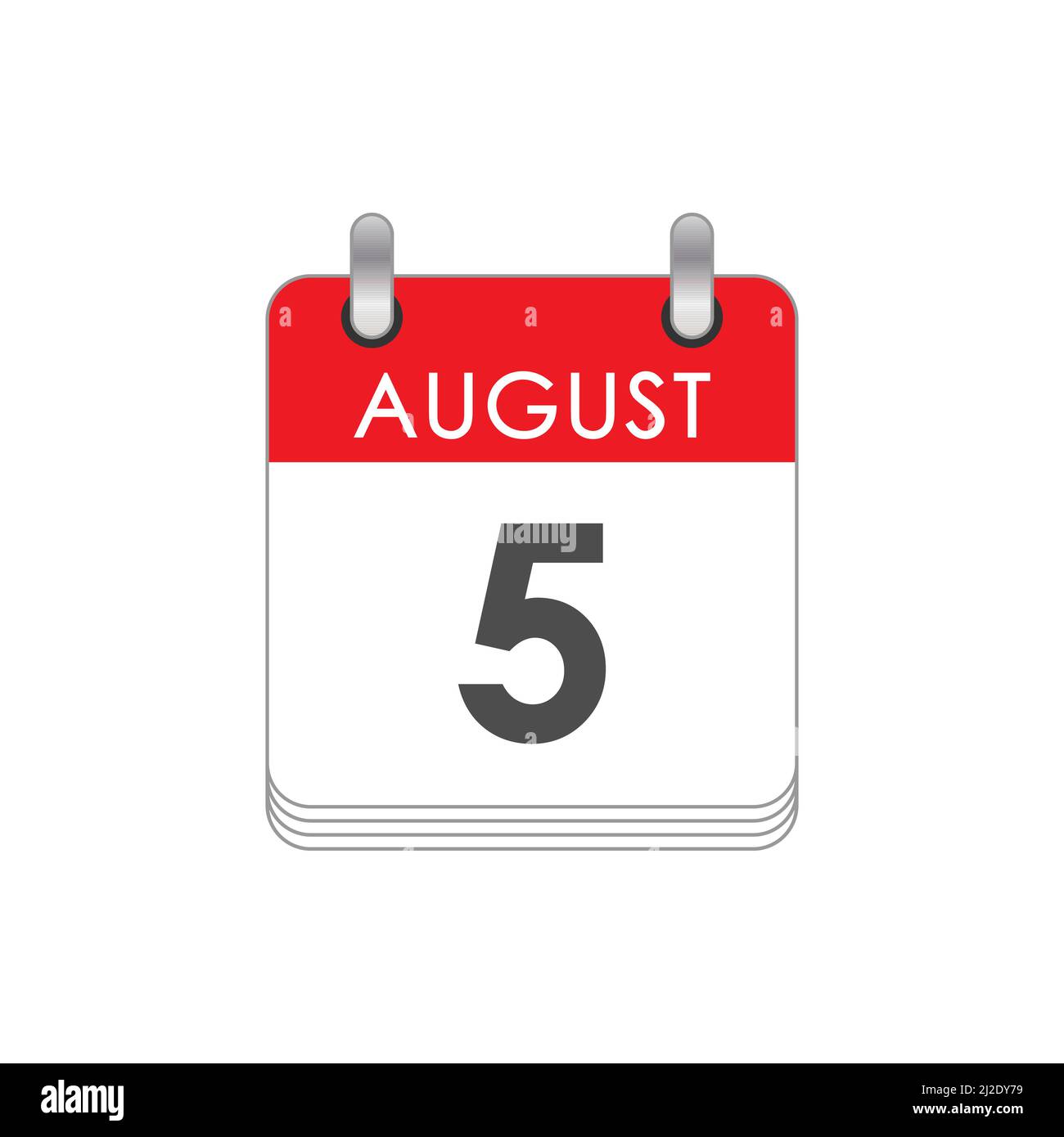 August 5. A leaf of the flip calendar with the date of August 5. Flat ...