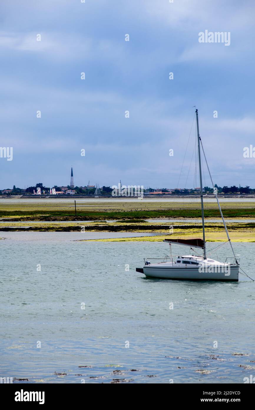view from the beach of la patache on the preparing of a boat for ...
