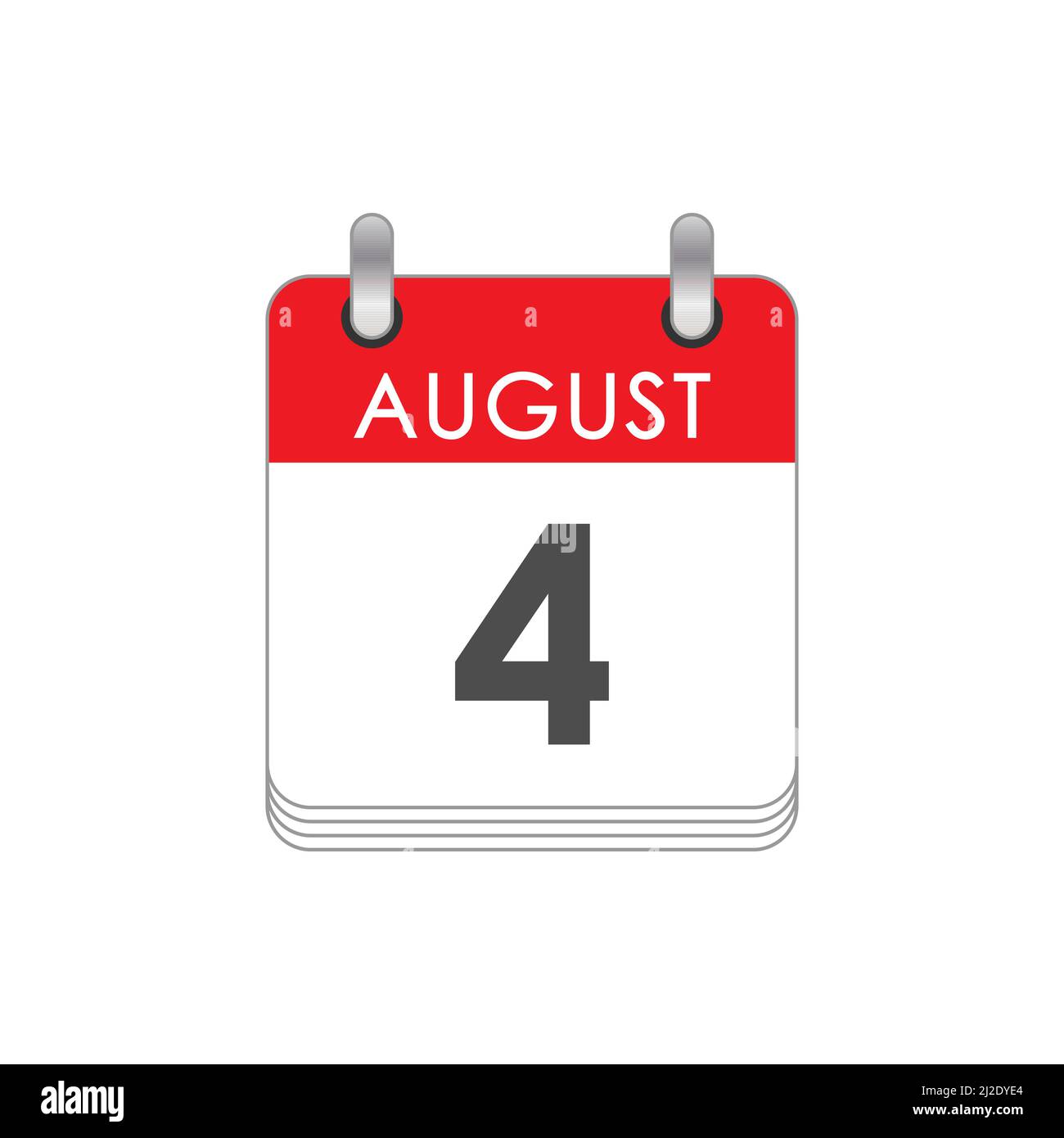 August 4. A leaf of the flip calendar with the date of August 4. Flat ...