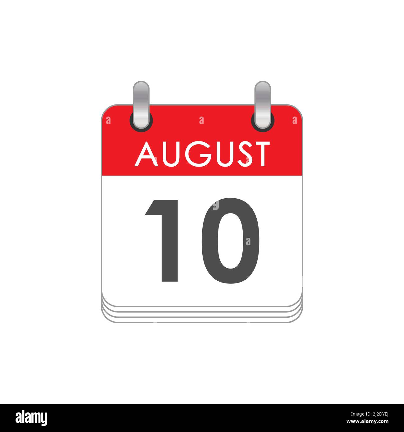 August 10. A leaf of the flip calendar with the date of August 10. Flat ...