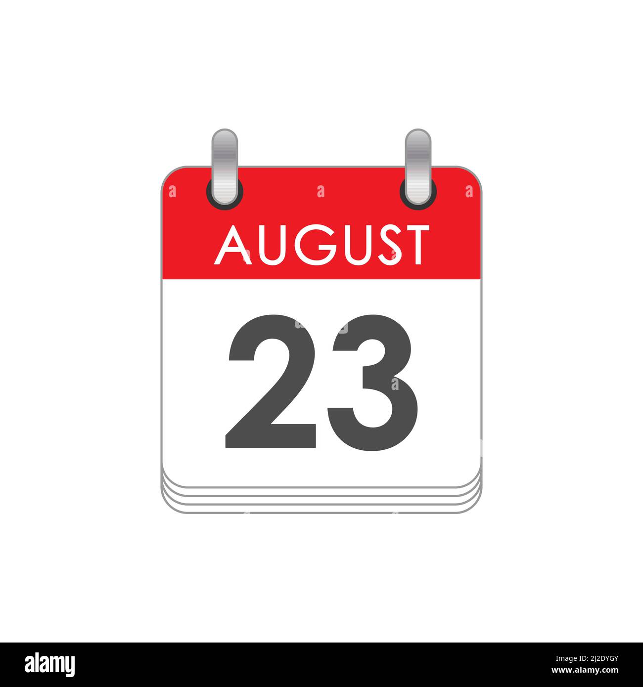 August 23. A leaf of the flip calendar with the date of August 23. Flat ...