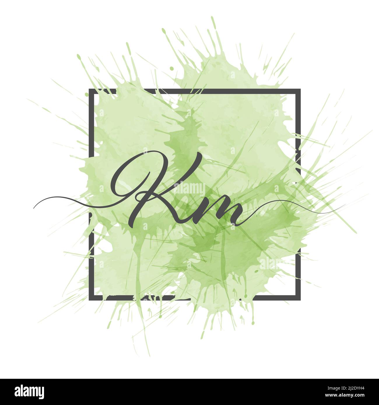 Calligraphic lowercase letters K and M are written in a solid line on a ...