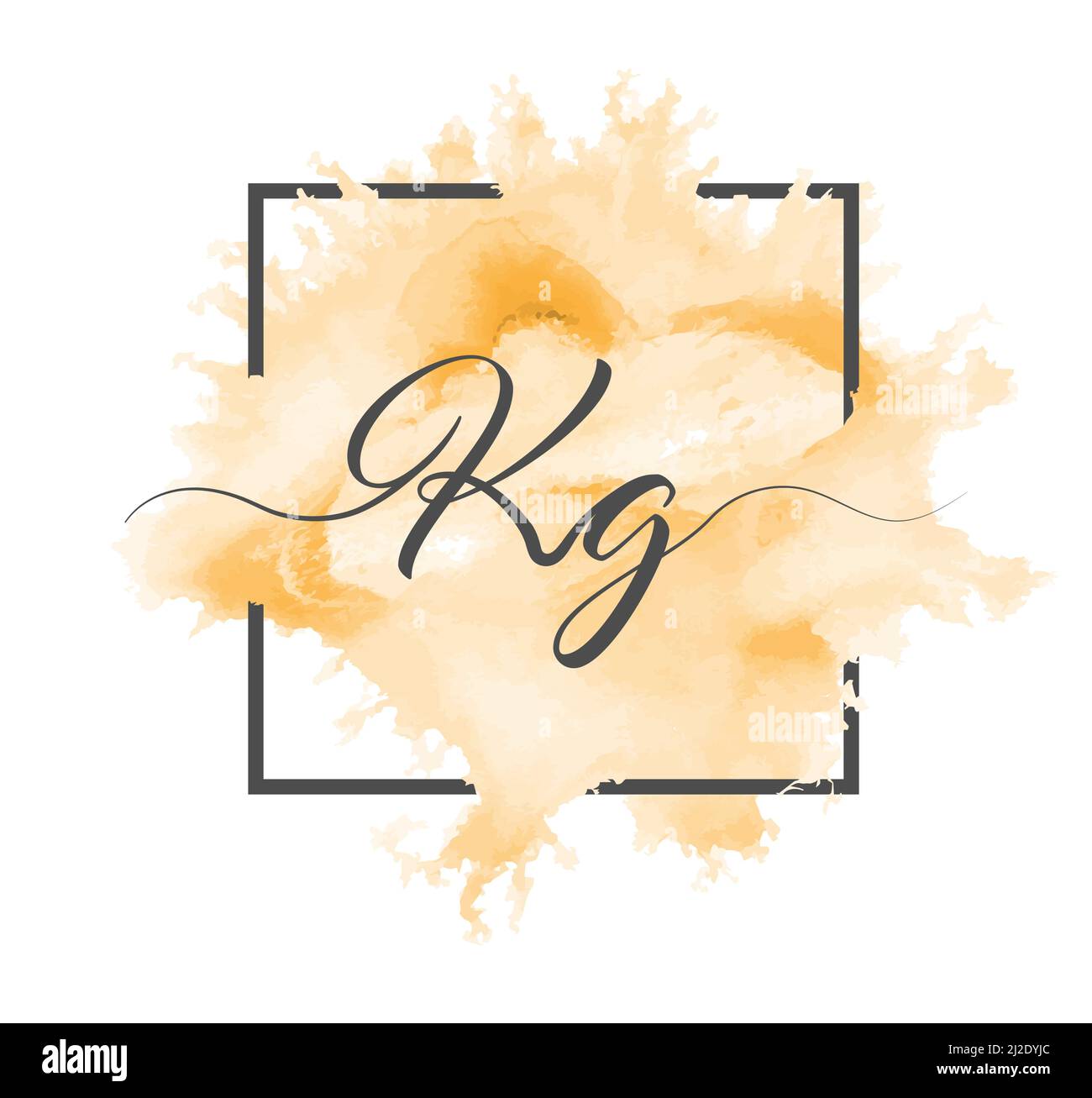 Calligraphic lowercase letters K and G are written in a solid line on a ...