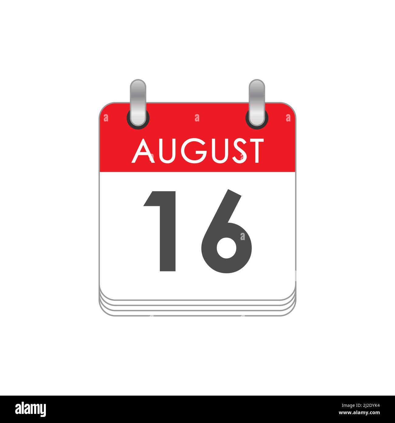 August 16. A leaf of the flip calendar with the date of August 16. Flat ...