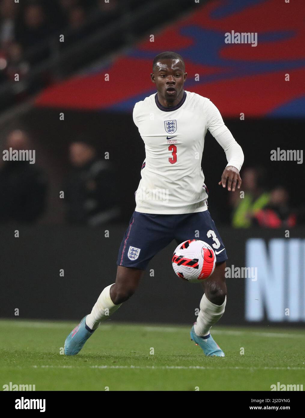 London, UK. 29th Mar, 2022. Tyrick Mitchell (IC) at the England v Ivory ...