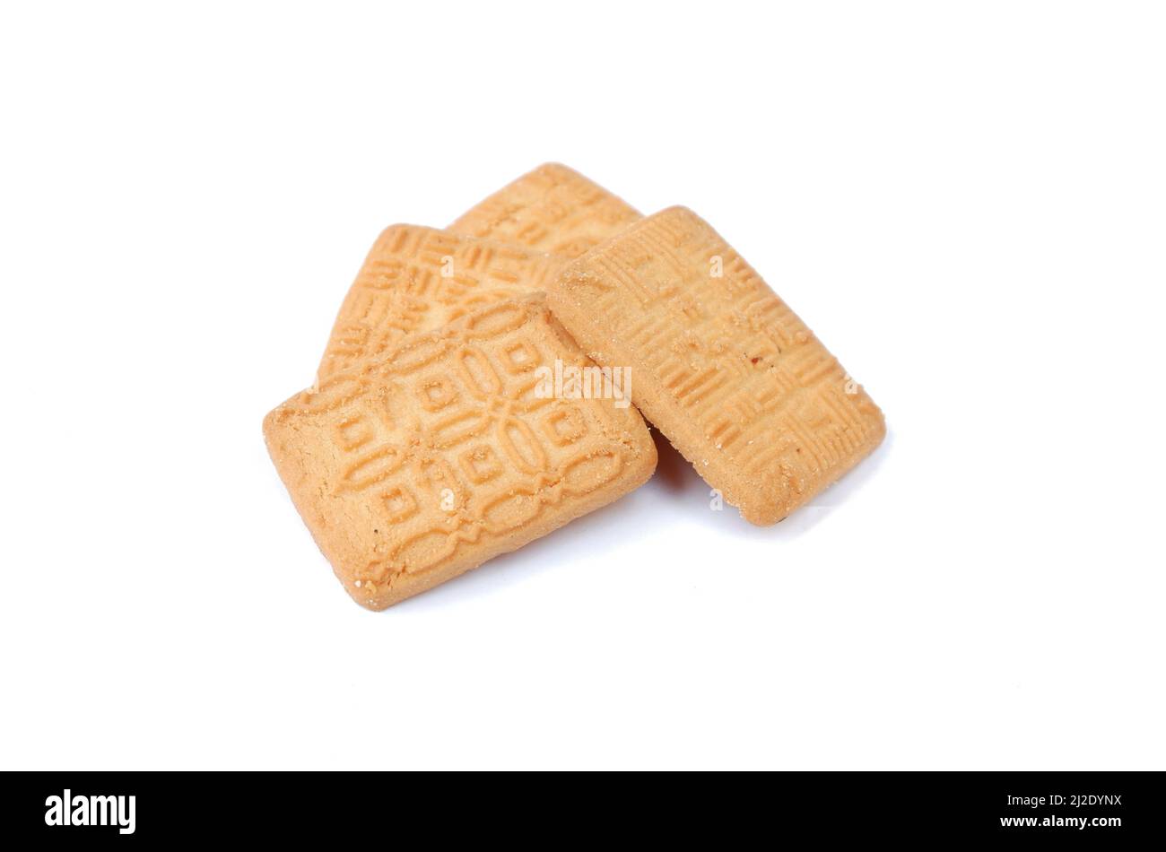 A closeup of square sugar cookies isolated on white background Stock ...