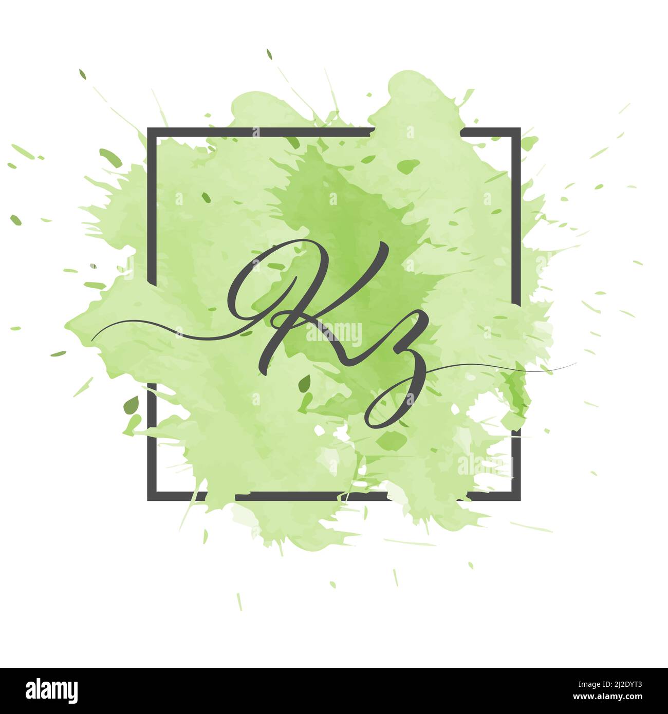 Calligraphic lowercase letters K and Z are written in a solid line on a ...