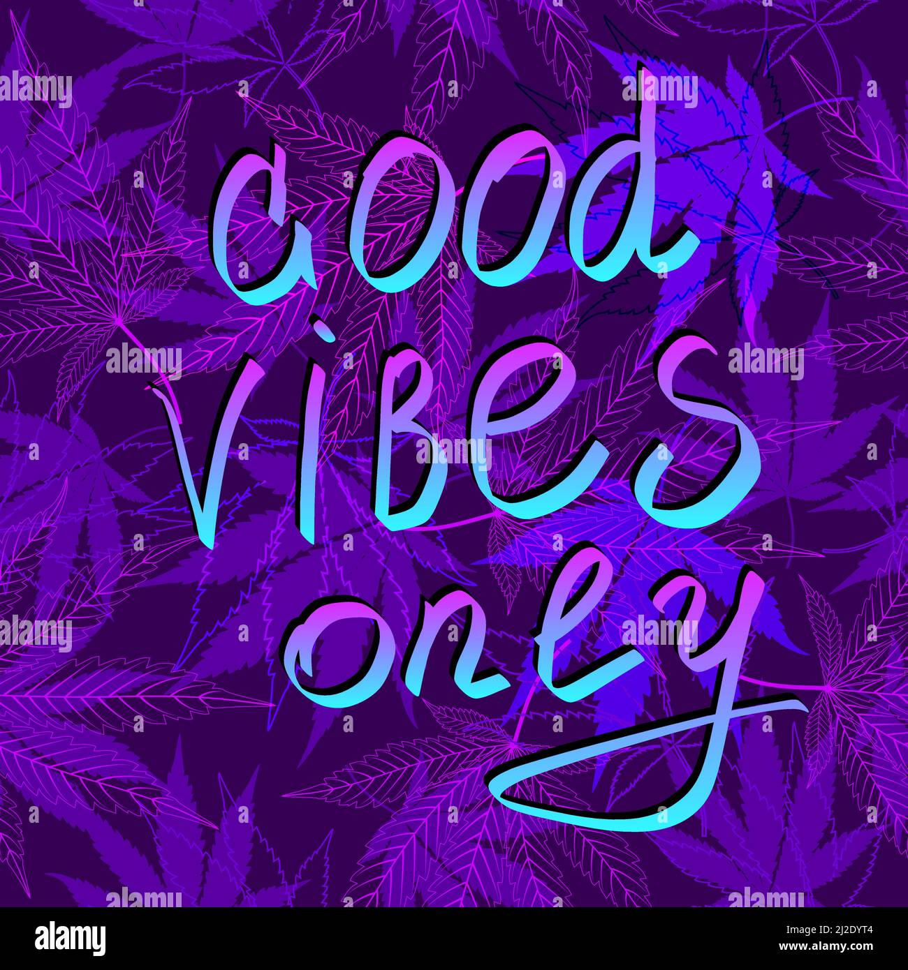 Lettering good vibes for banner design. Neon vector drawing Stock ...