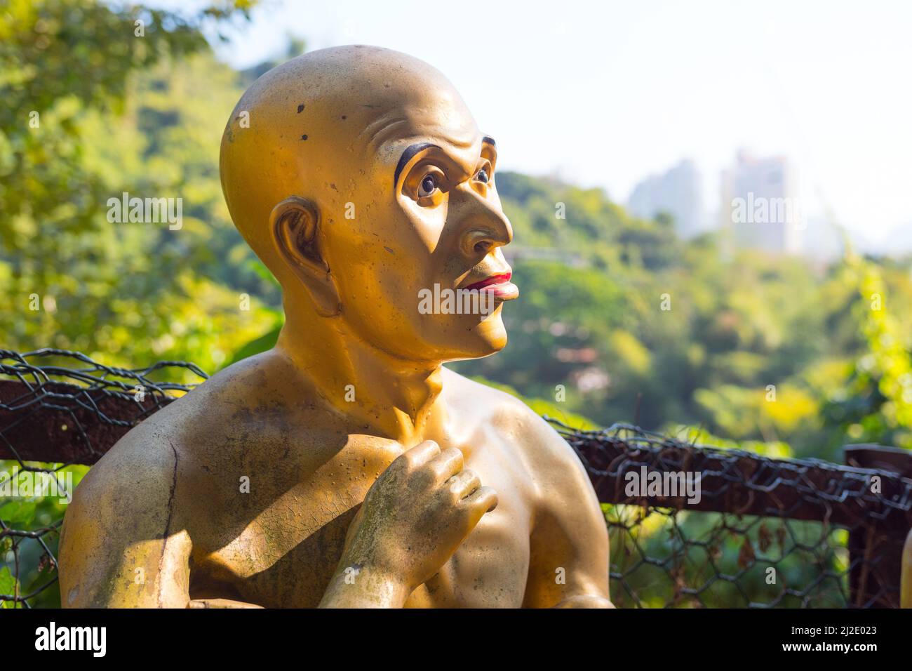 Beautiful buddha statue unique close shot. Golden sculpture ...