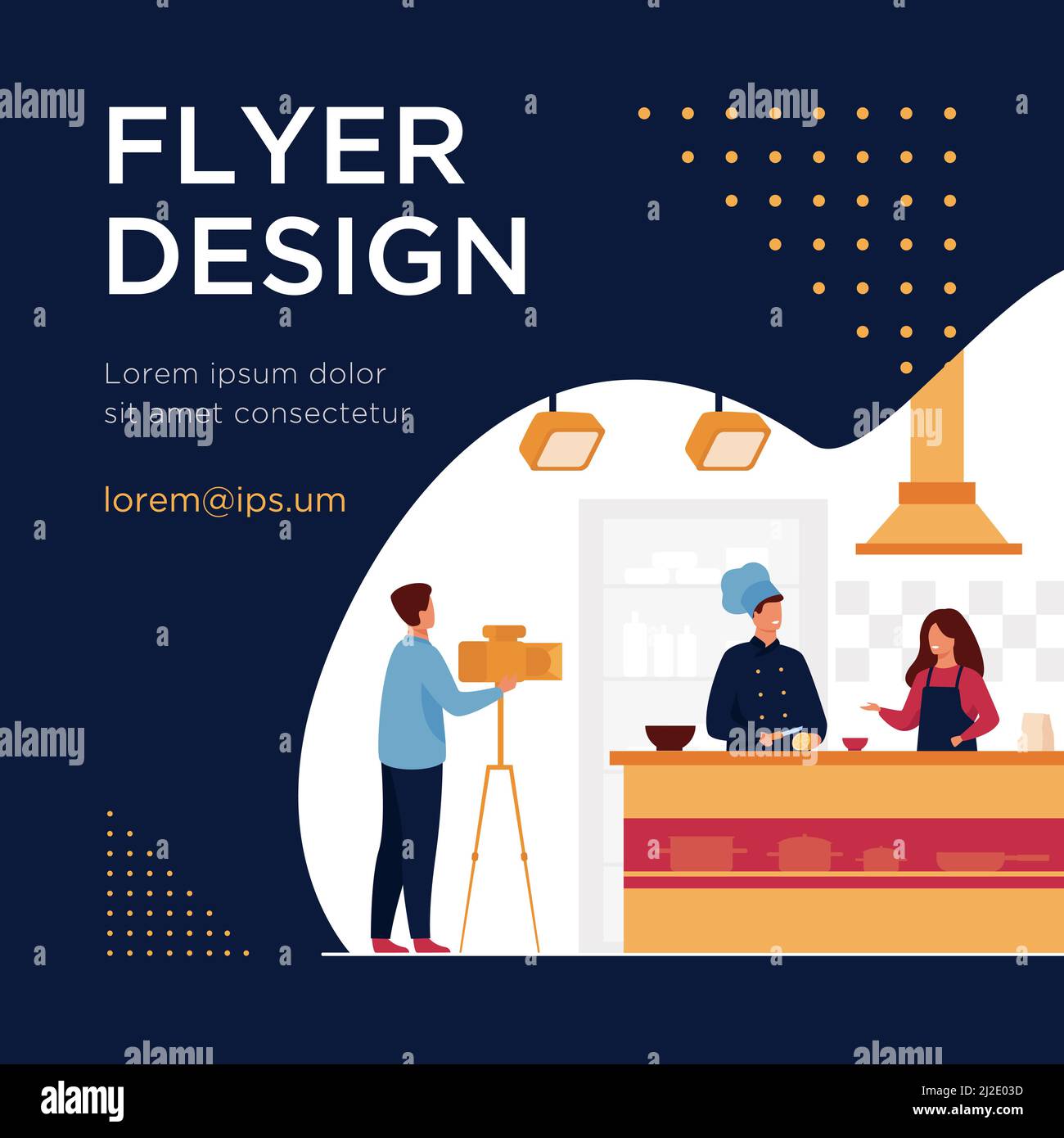 Chef preparing food on popular TV show isolated flat vector ...