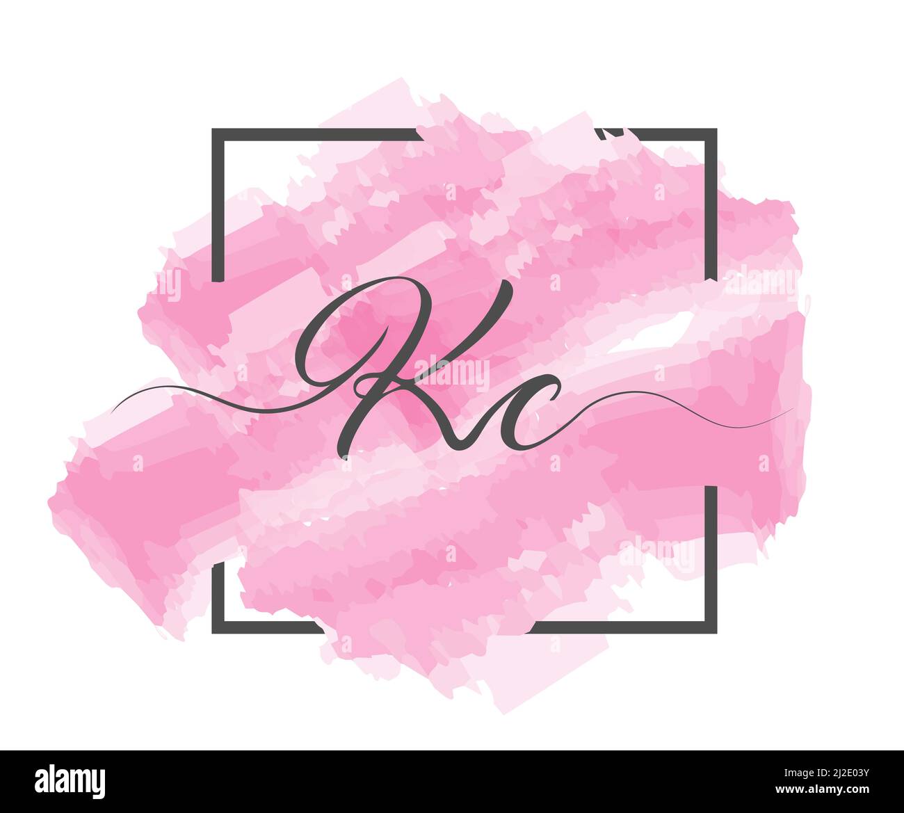 Calligraphic lowercase letters K and C are written in a solid line on a ...